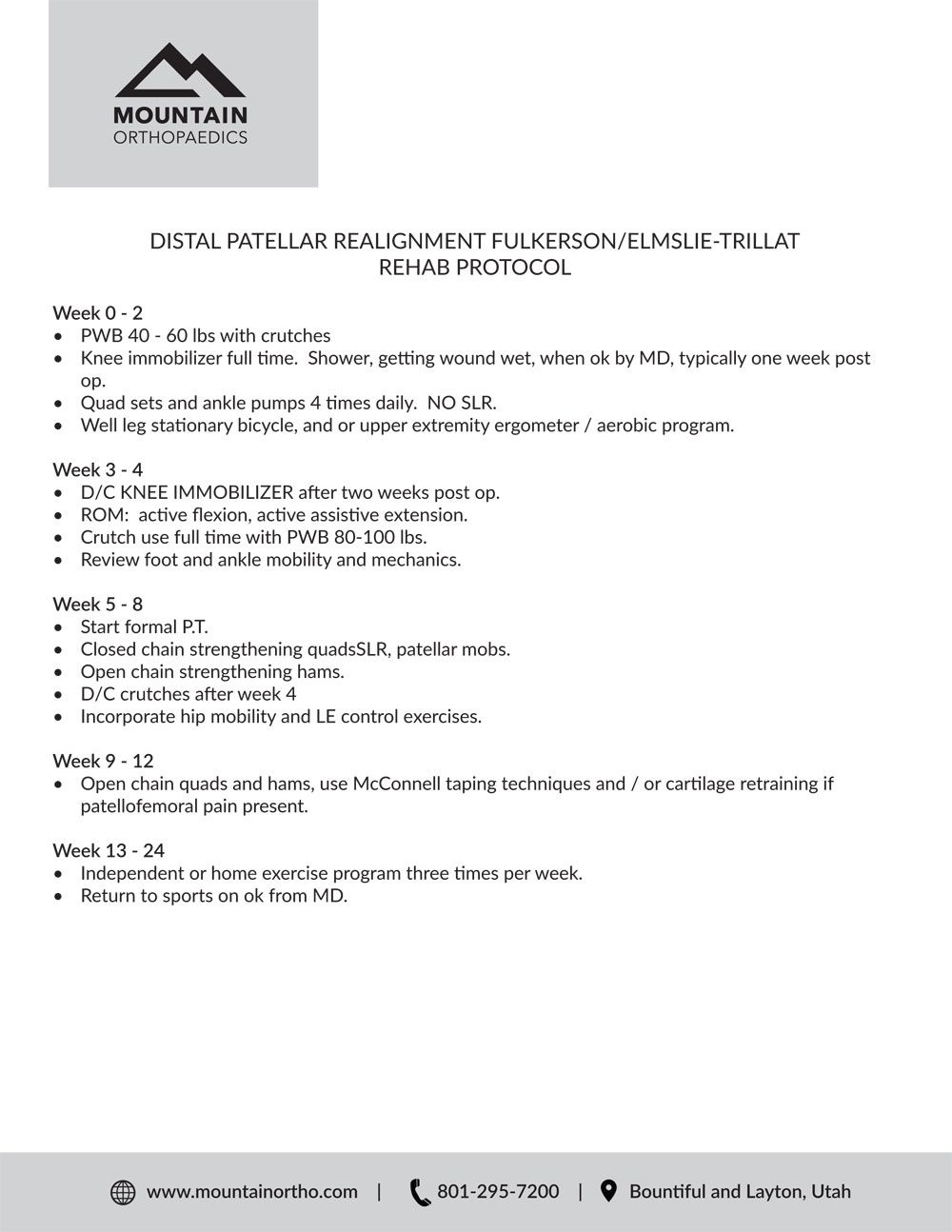 Therapist Resources - Jared J. Tyson, M.D. of Mountain Orthopaedics ...